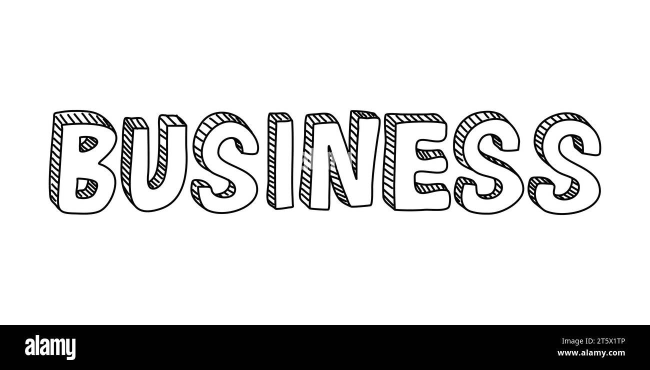 Word Business hand drawn lettering, vector illustration Stock Vector ...