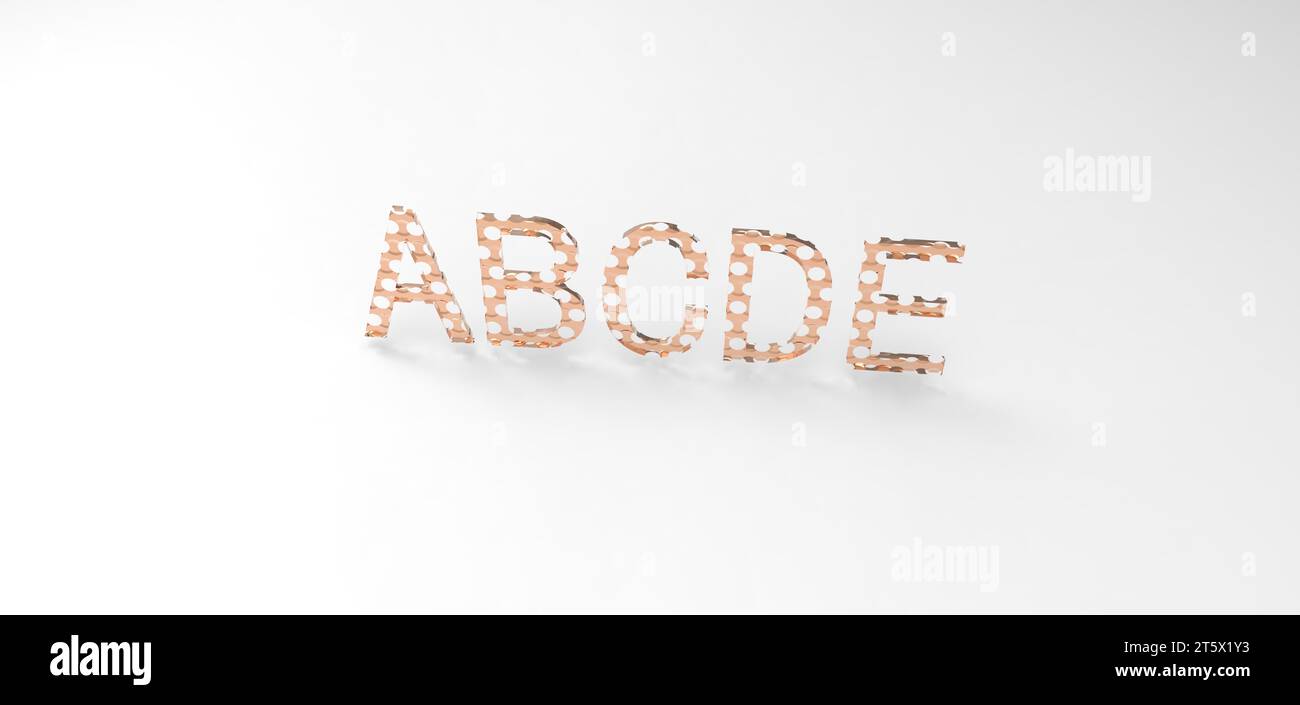 3D font "ABCDE" in white background, computer generated images Stock ...