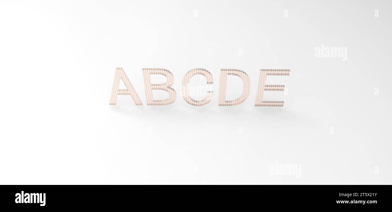 3D font "ABCDE" in white background, computer generated images Stock ...