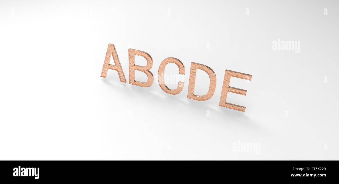 3D font "ABCDE" in white background, computer generated images Stock ...