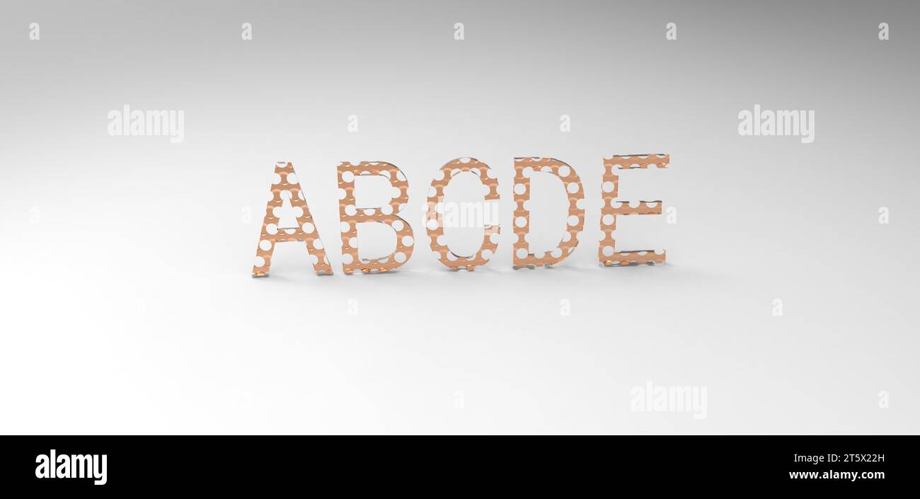 3D font "ABCDE" in white background, computer generated images Stock Photo - Alamy