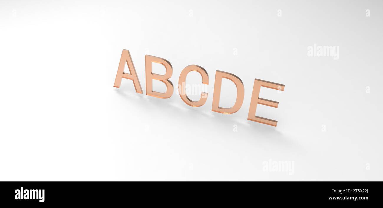 3D font "ABCDE" in white background, computer generated images Stock ...