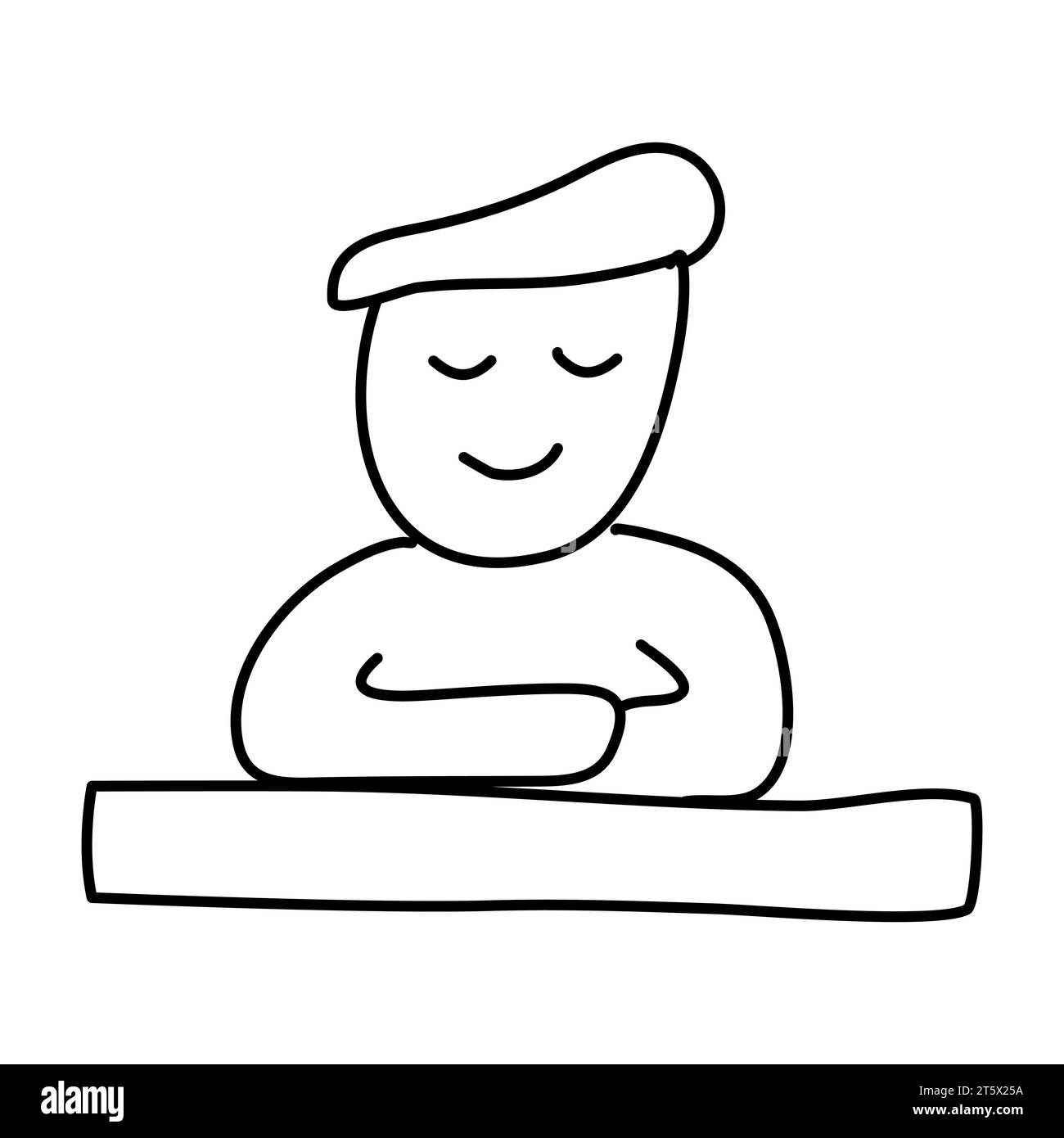 Doodle picture of thinking man, hand drawn vector illustration Stock ...