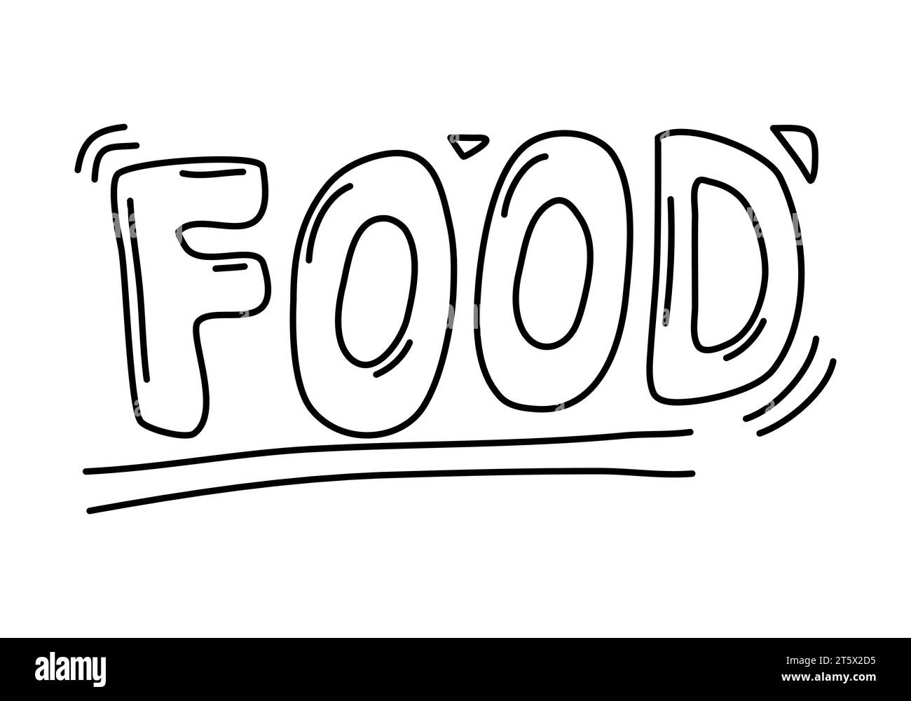 Word Food hand drawn lettering, vector illustration Stock Vector Image ...