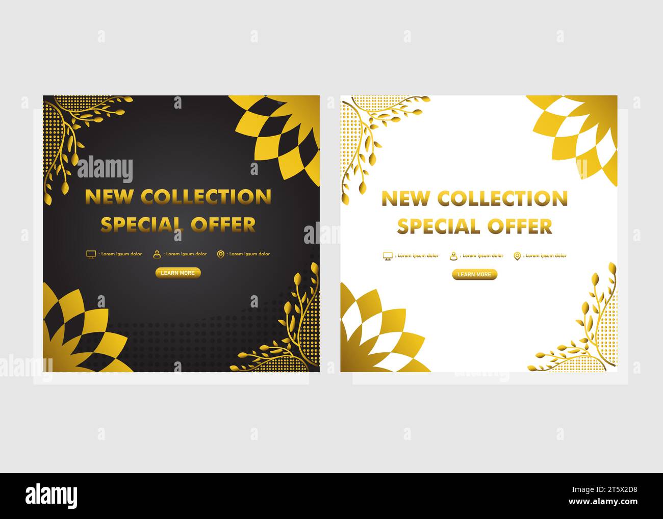 gold floral social media post template Stock Vector Image & Art - Alamy