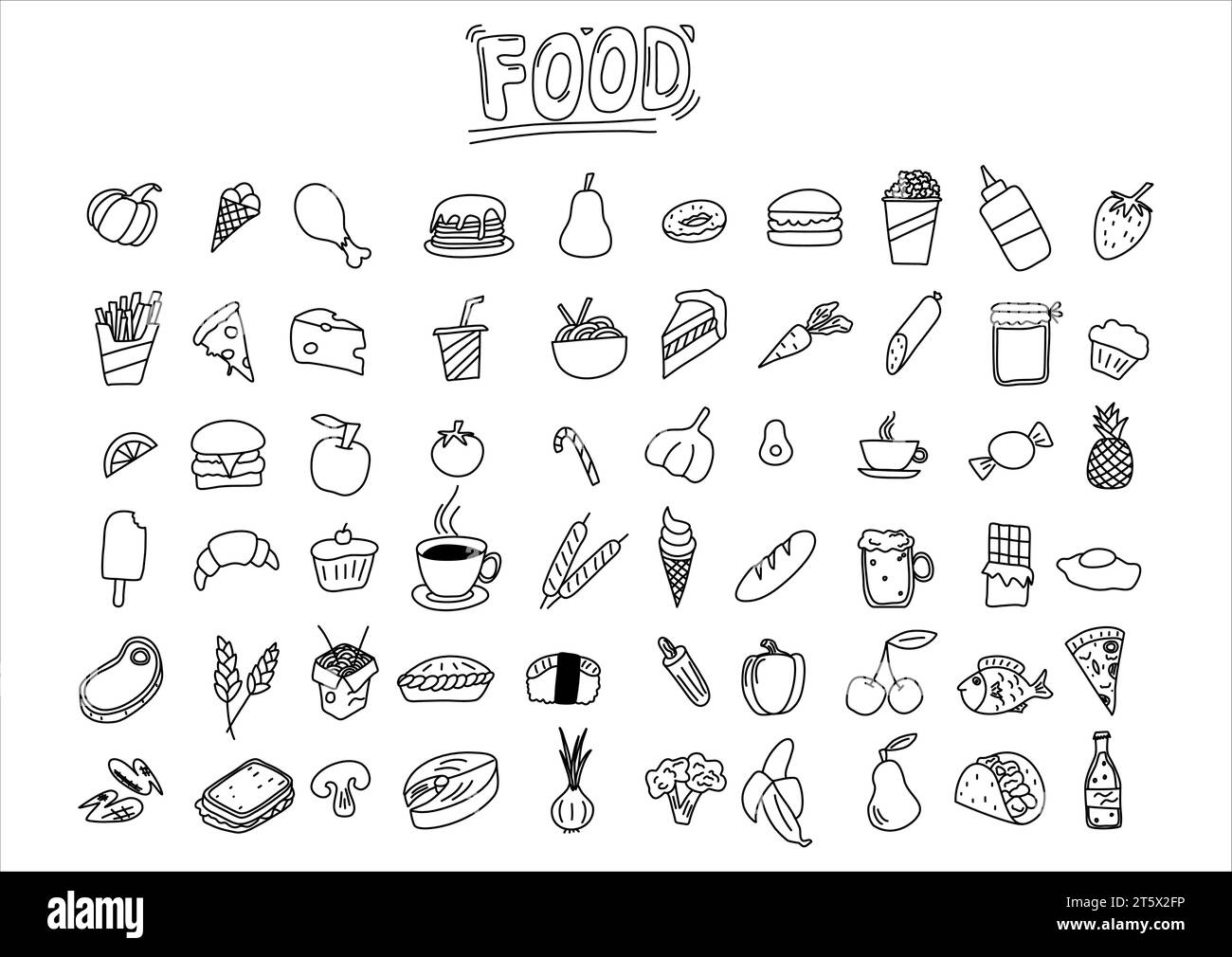 Set of food doodle pictures, vector illustration Stock Vector Image ...