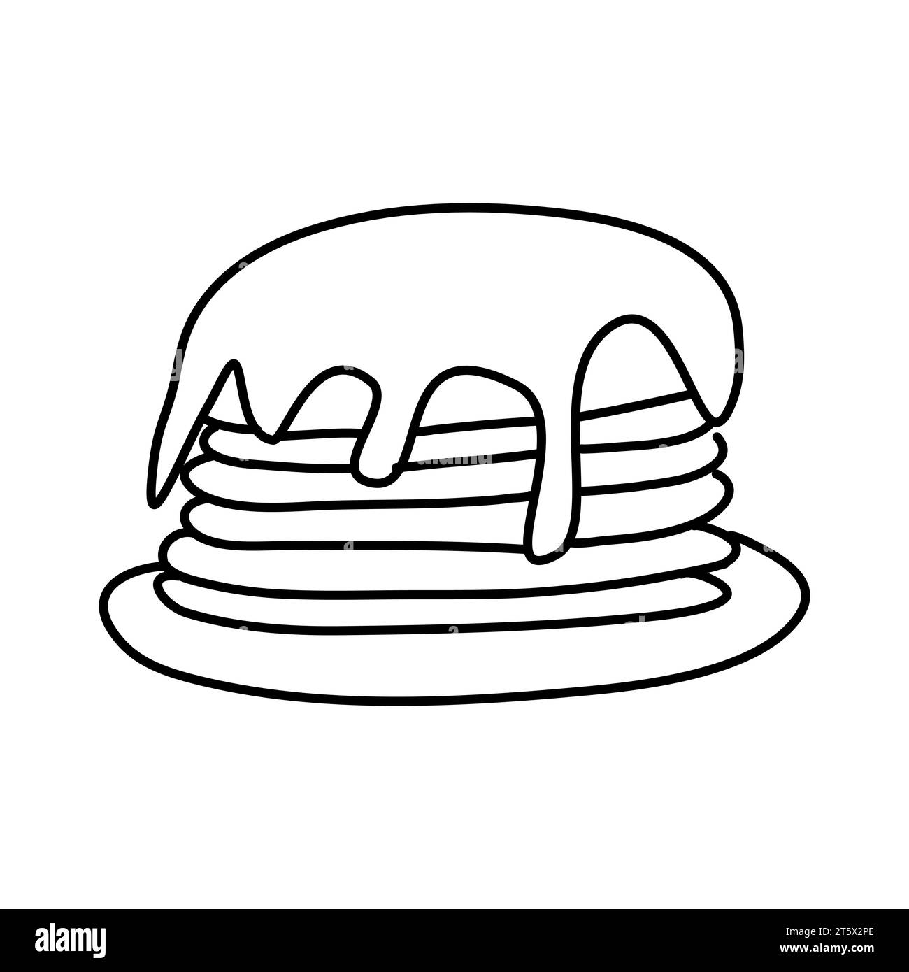 Doodle picture of stack of pancakes. Hand drawn vector illustration ...