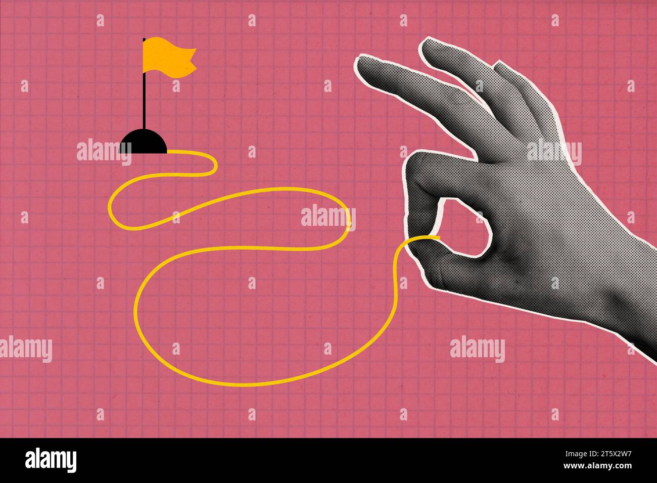 Creative collage picture of monochrome human hand untangle way to ...