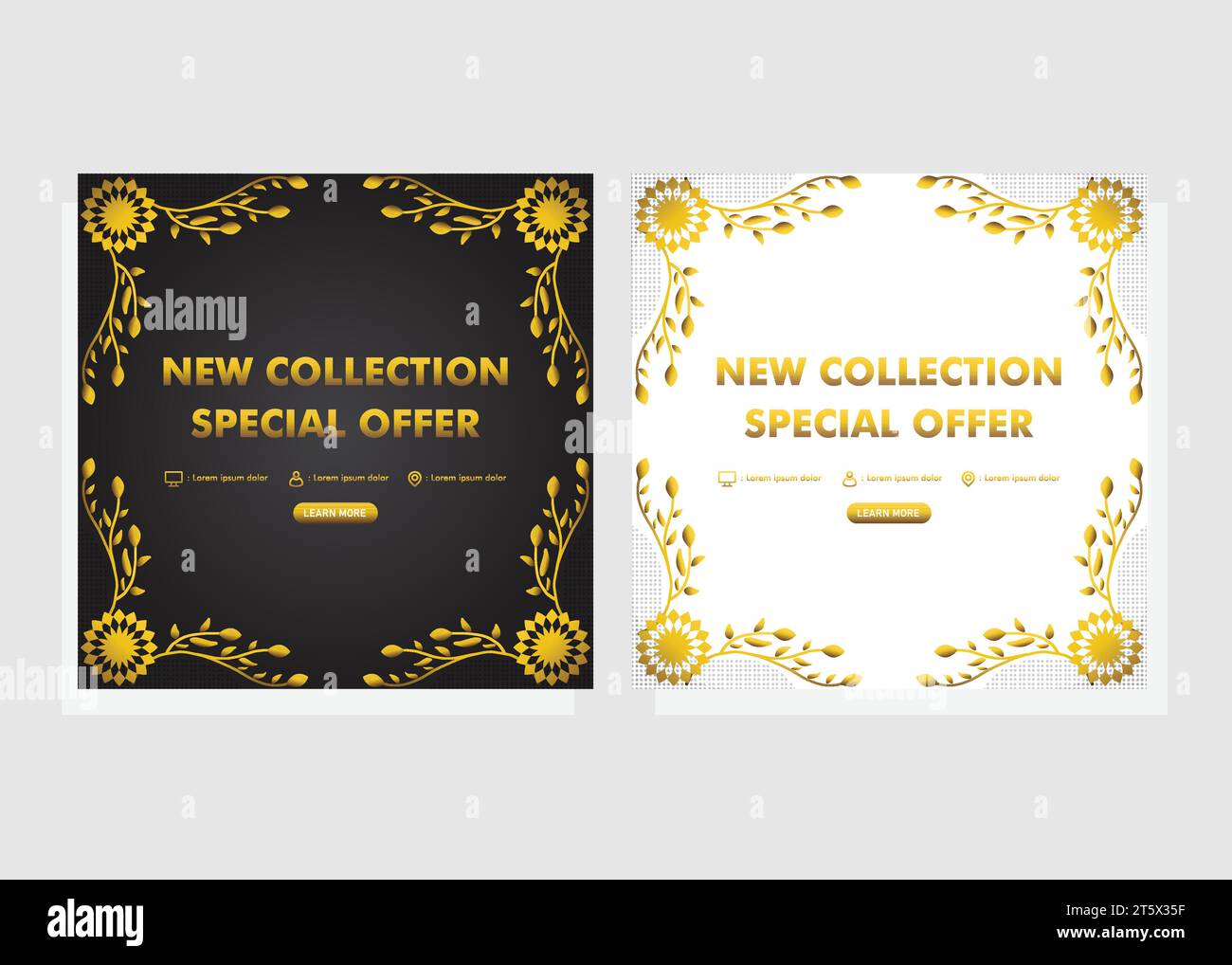 gold floral social media post template Stock Vector Image & Art - Alamy