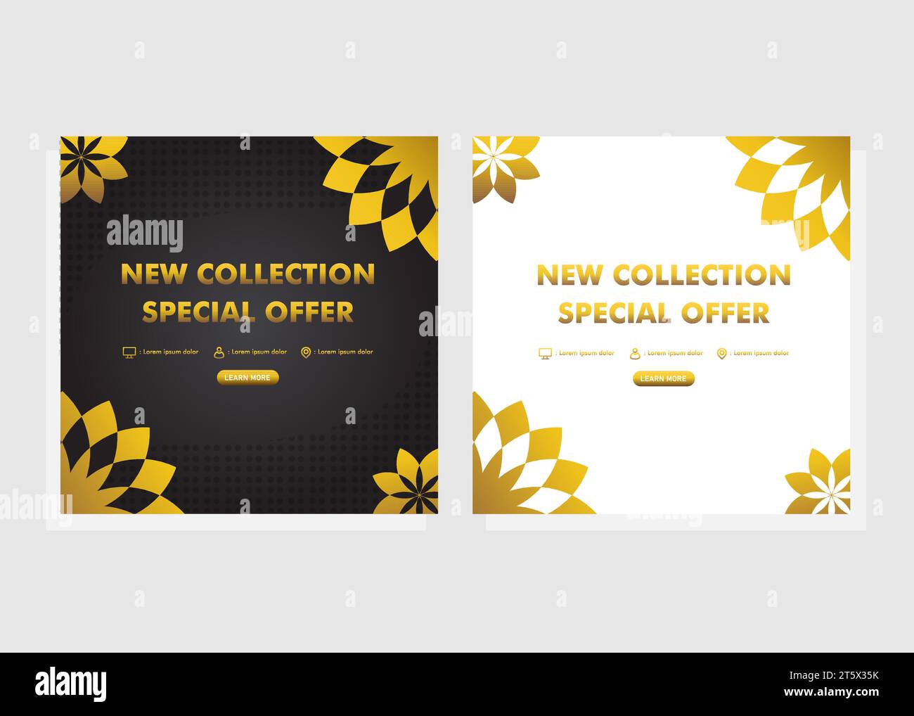 gold floral social media post template Stock Vector Image & Art - Alamy