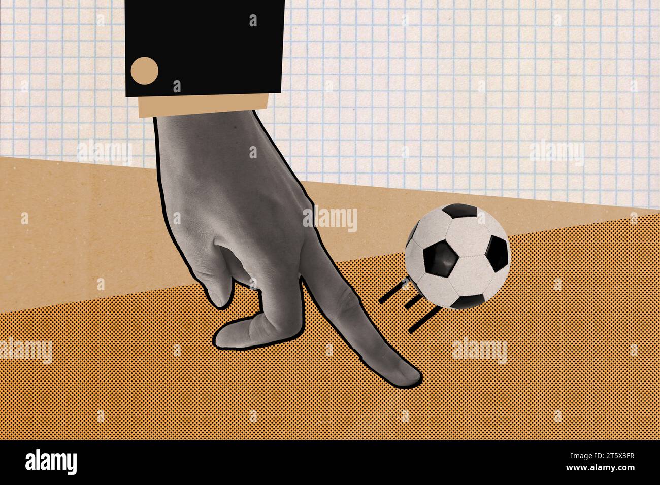 Concept of fingers soccer collage illustration mini football game by ...