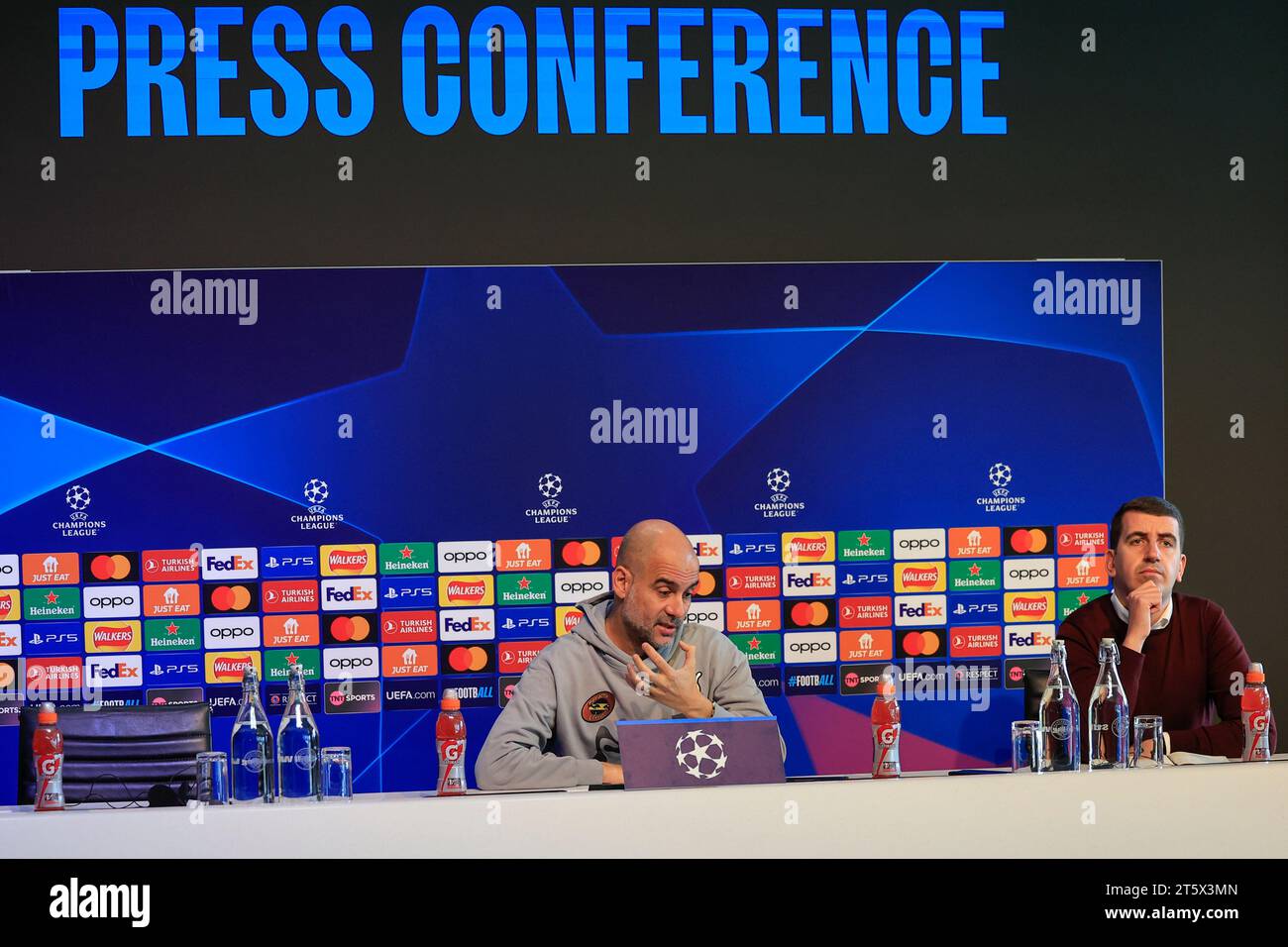 Pep Guardiola answering questions during the Press Conference - UEFA ...