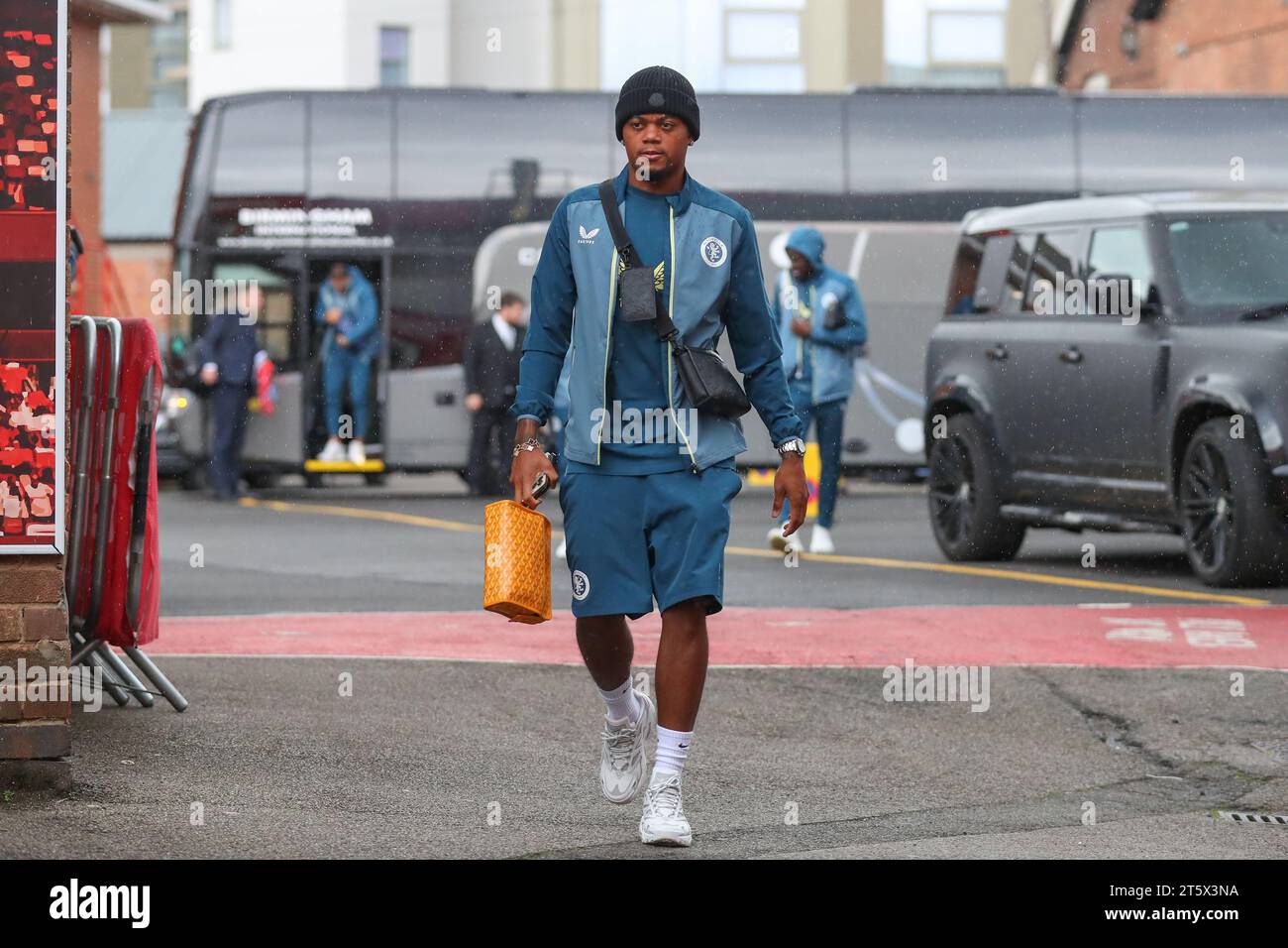 Leon Bailey #31 of Aston Villa arrives ahead of the Premier League ...