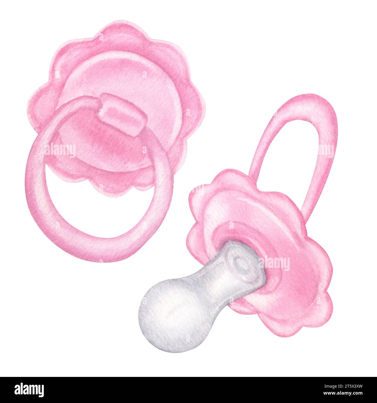 Pink pacifier, dummy for girl. Baby shower, gender reveal party. Hand ...