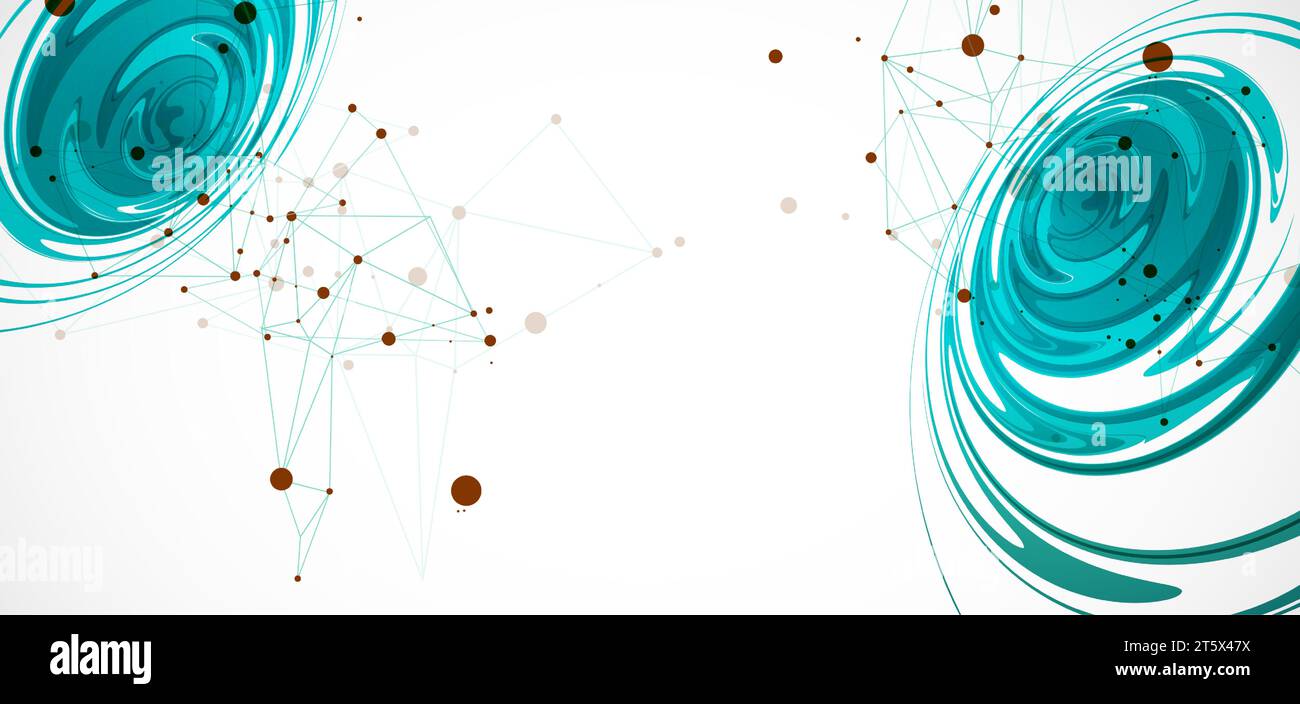 Abstract background of water waves with plexus effect. Handmade vector ...