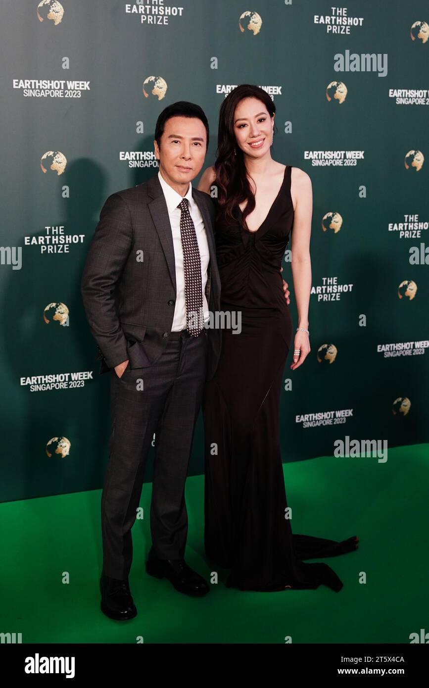Actor Donnie Yen and partner Cissy Wang arrive for the 2023 Earthshot Prize Awards Ceremony, at ...