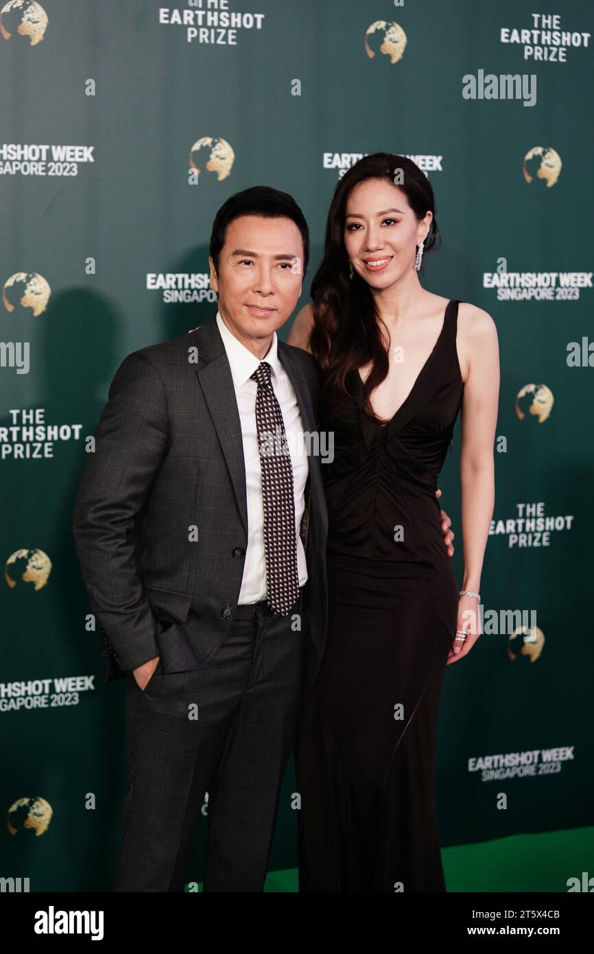 Actor Donnie Yen and partner Cissy Wang arrive for the 2023 Earthshot ...