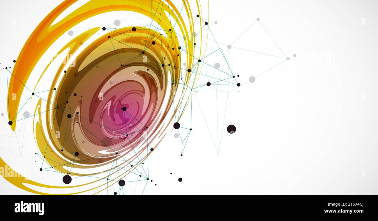 Abstract background of water waves with plexus effect. Handmade vector ...