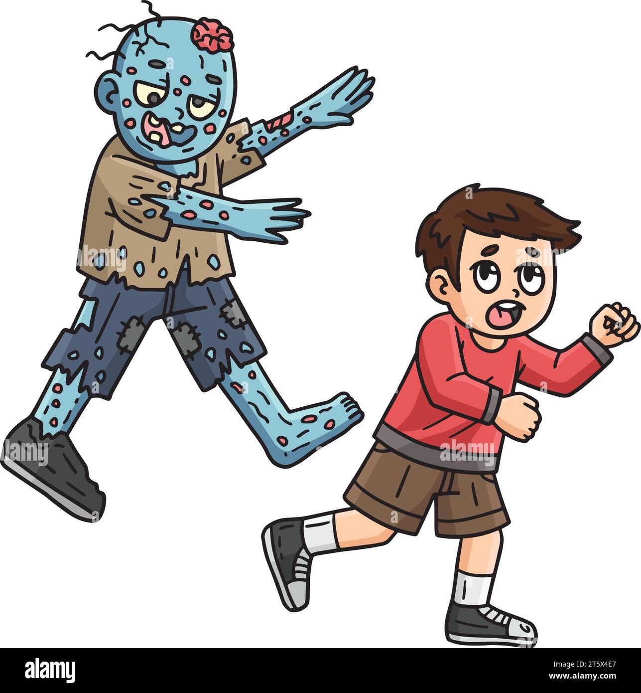 Zombie Chasing a Child Cartoon Colored Clipart Stock Vector Image & Art ...