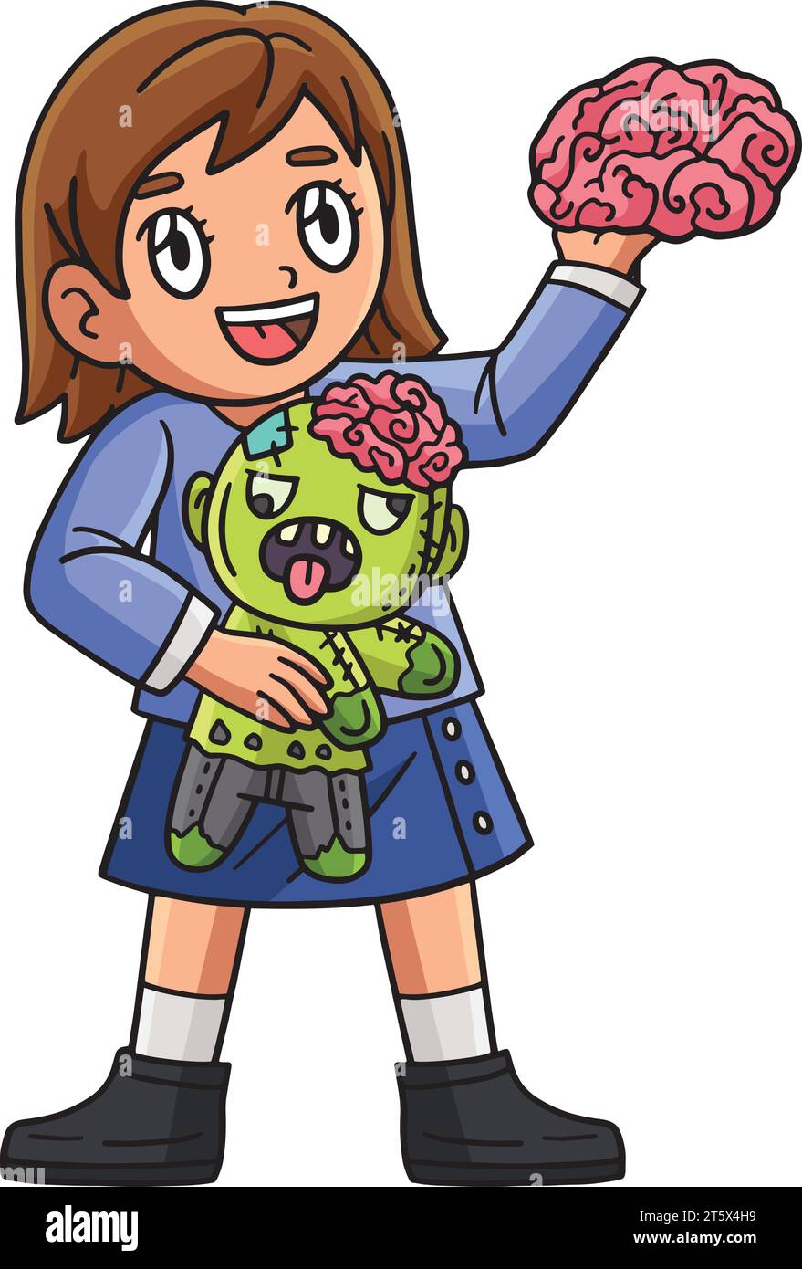 Child with a Zombie Stuffed Toy Cartoon Clipart Stock Vector Image ...