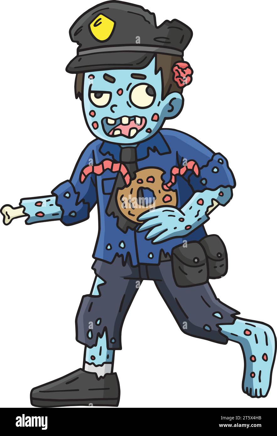Zombie Police Cartoon Colored Clipart Illustration Stock Vector Image ...