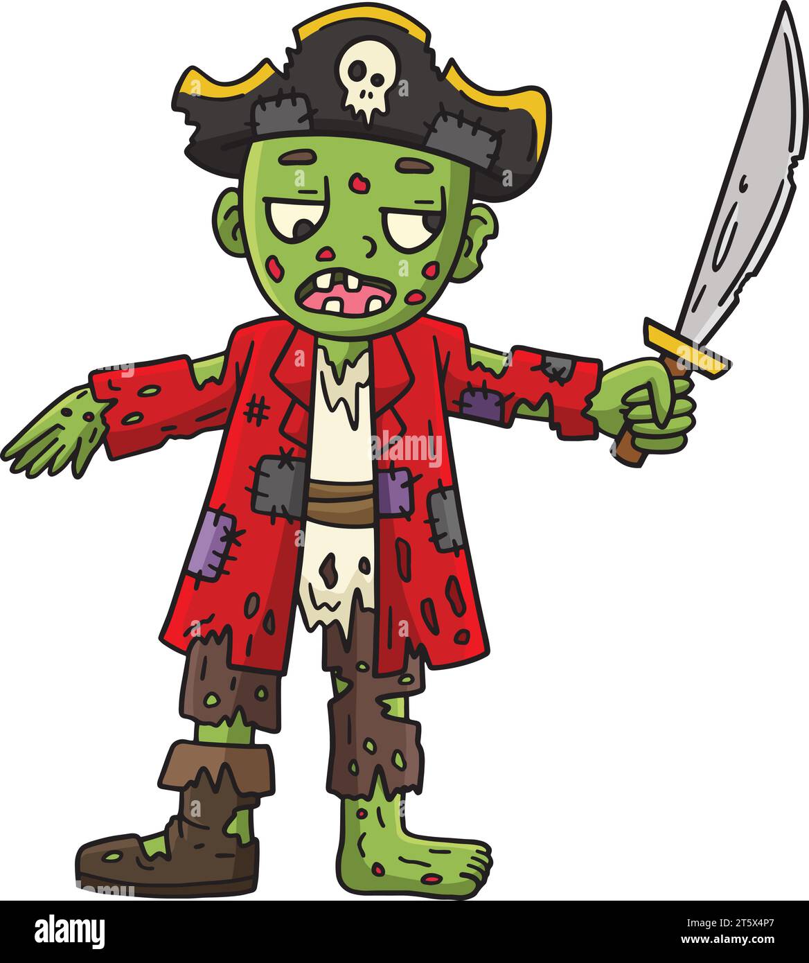 Pirate Zombie Cartoon Colored Clipart Illustration Stock Vector Image ...