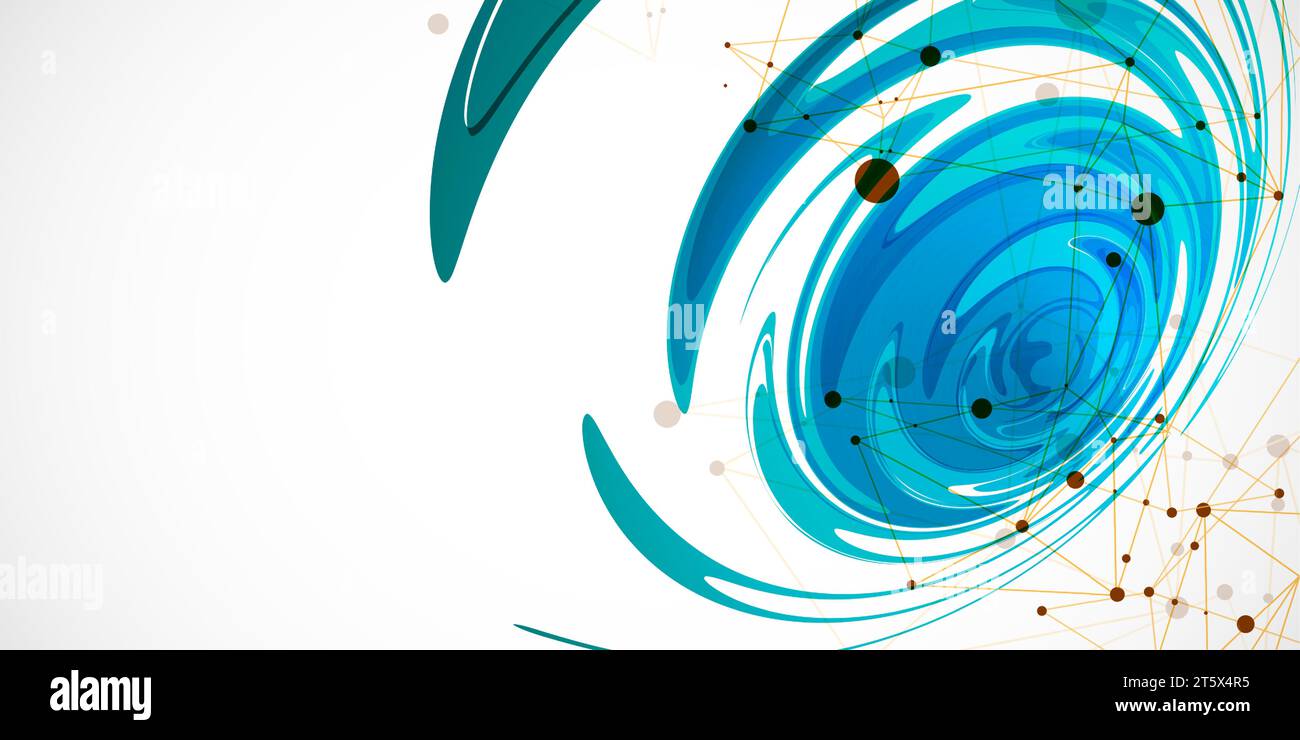 Abstract background of water waves with plexus effect. Handmade vector ...