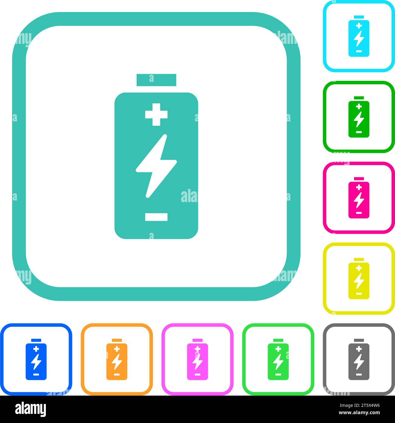 Battery with energy symbol vivid colored flat icons in curved borders ...