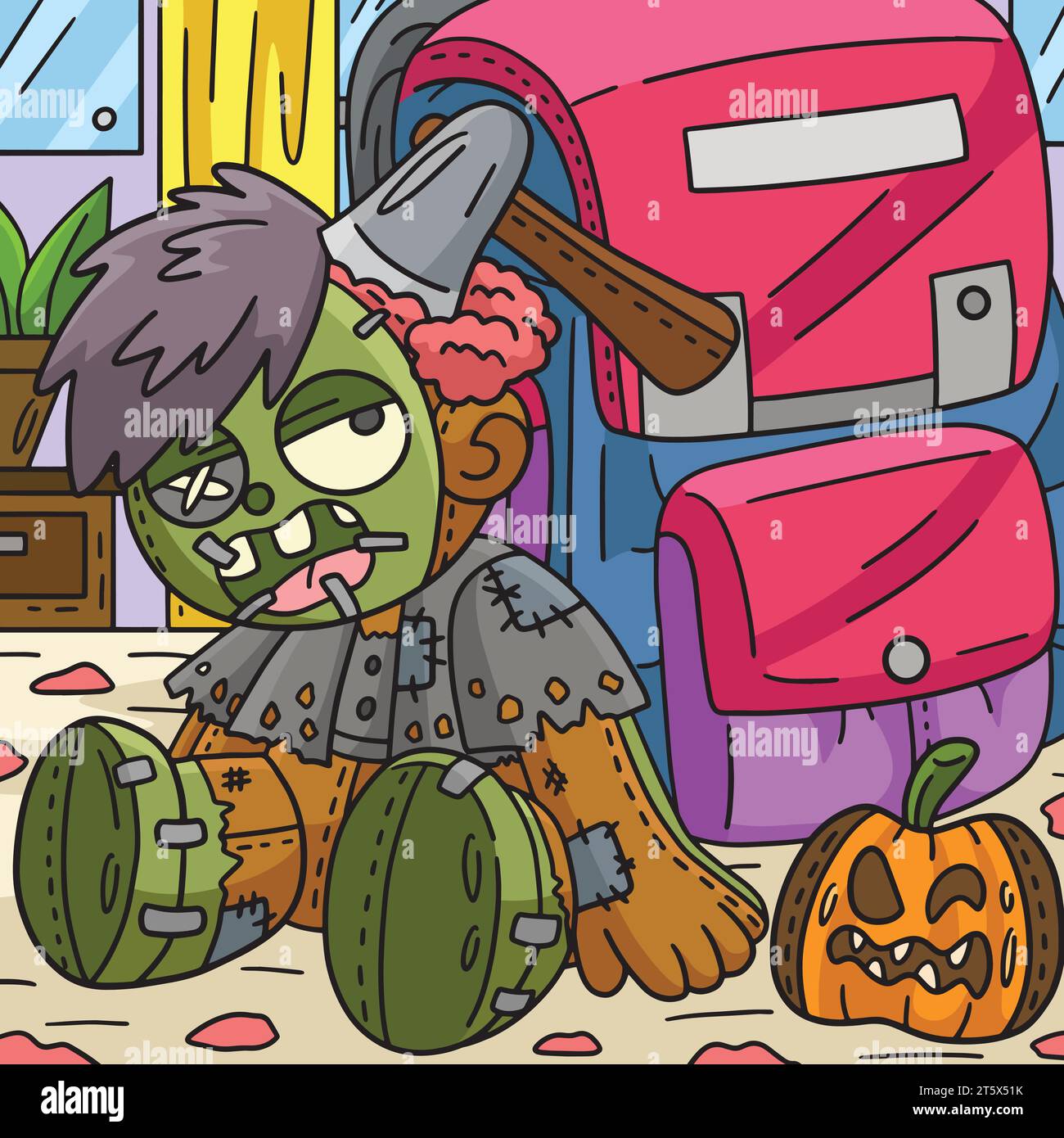 Zombie Plushie Colored Cartoon Illustration Stock Vector Image & Art ...