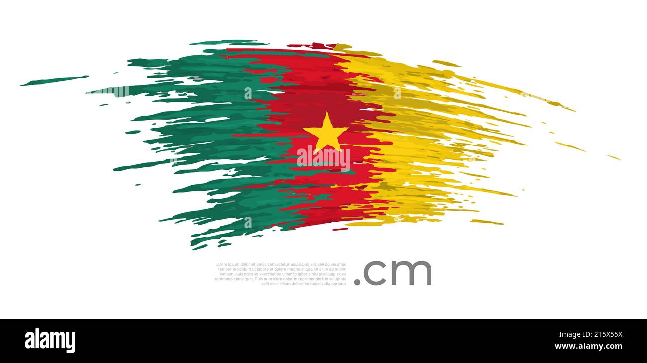 Cameroon flag. Brush strokes, grunge. Stripes colors of the cameroonian ...
