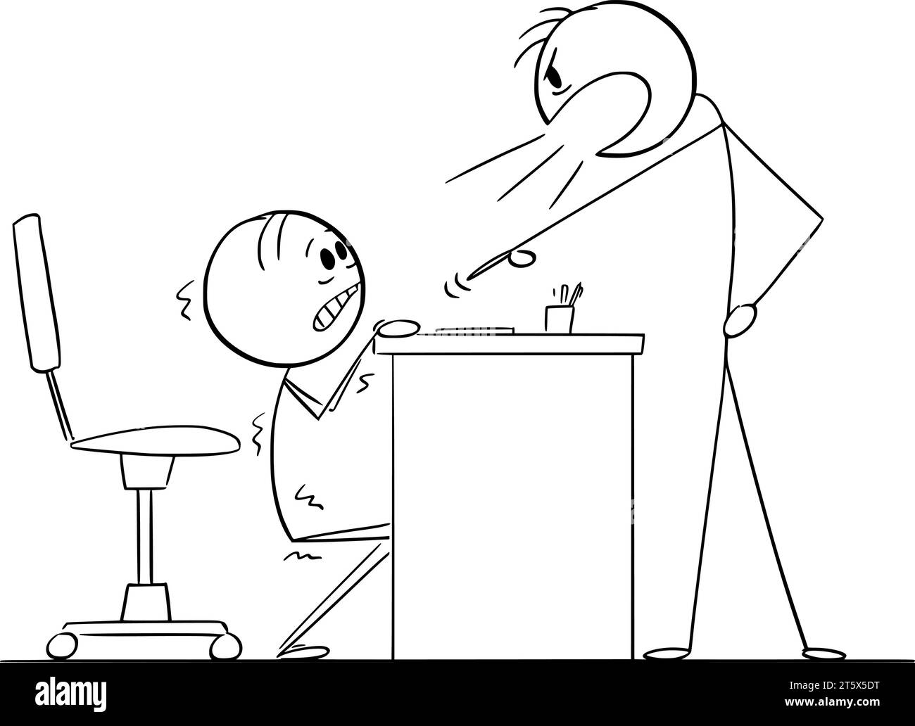 Boss Yelling at Office Worker, Vector Cartoon Stick Figure Illustration ... Boss Yelling at Office Worker, Vector Cartoon Stick Figure Illustration ...