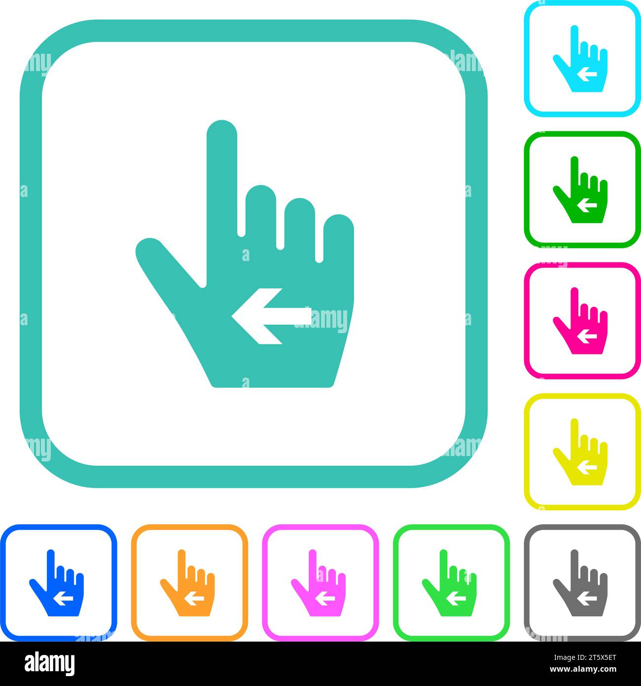 Hand cursor left solid vivid colored flat icons in curved borders on ...