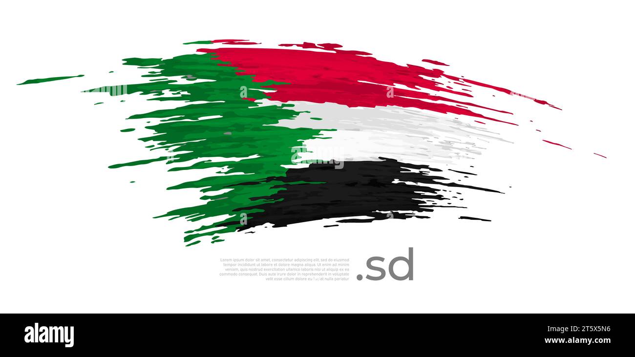 Sudan flag. Brush strokes, grunge. Stripes colors of the sudanese flag ...