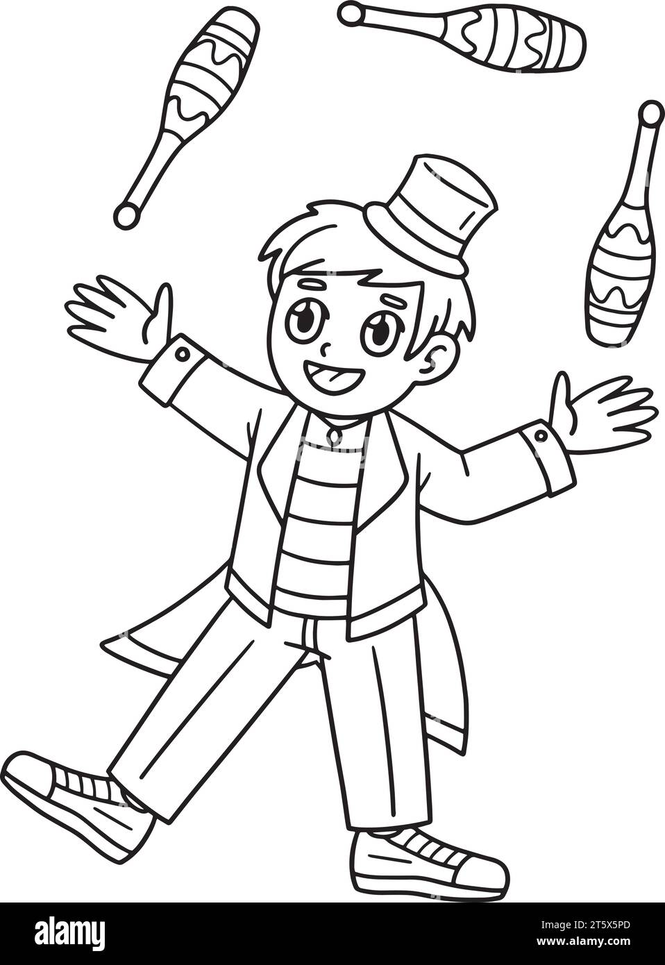 Circus Man Juggling Pins Isolated Coloring Page Stock Vector Image ...