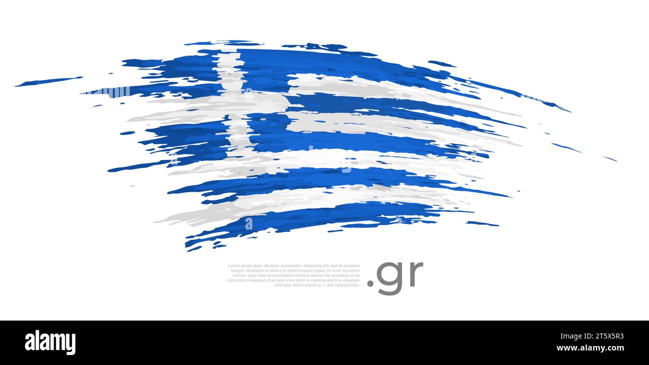 Greece flag. Brush strokes, grunge. Stripes colors of the greek flag on ...