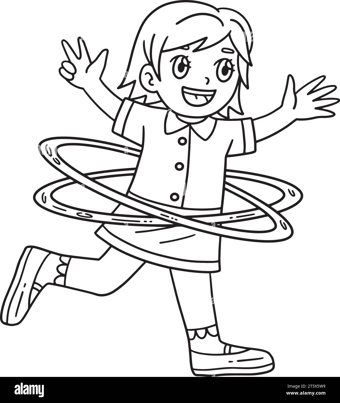 Circus Child and Hula Hoop Isolated Coloring Page Stock Vector Image ...