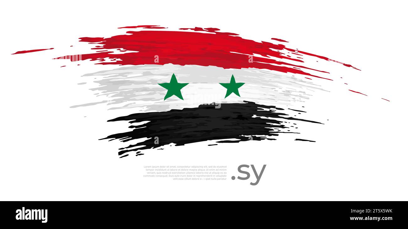 Syria flag. Brush strokes, grunge. Stripes colors of the syrian flag on ...