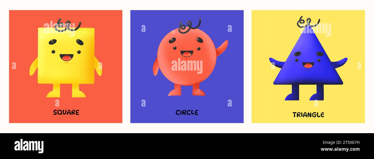 Funny 3D geometric different happy shapes Stock Vector Image & Art - Alamy