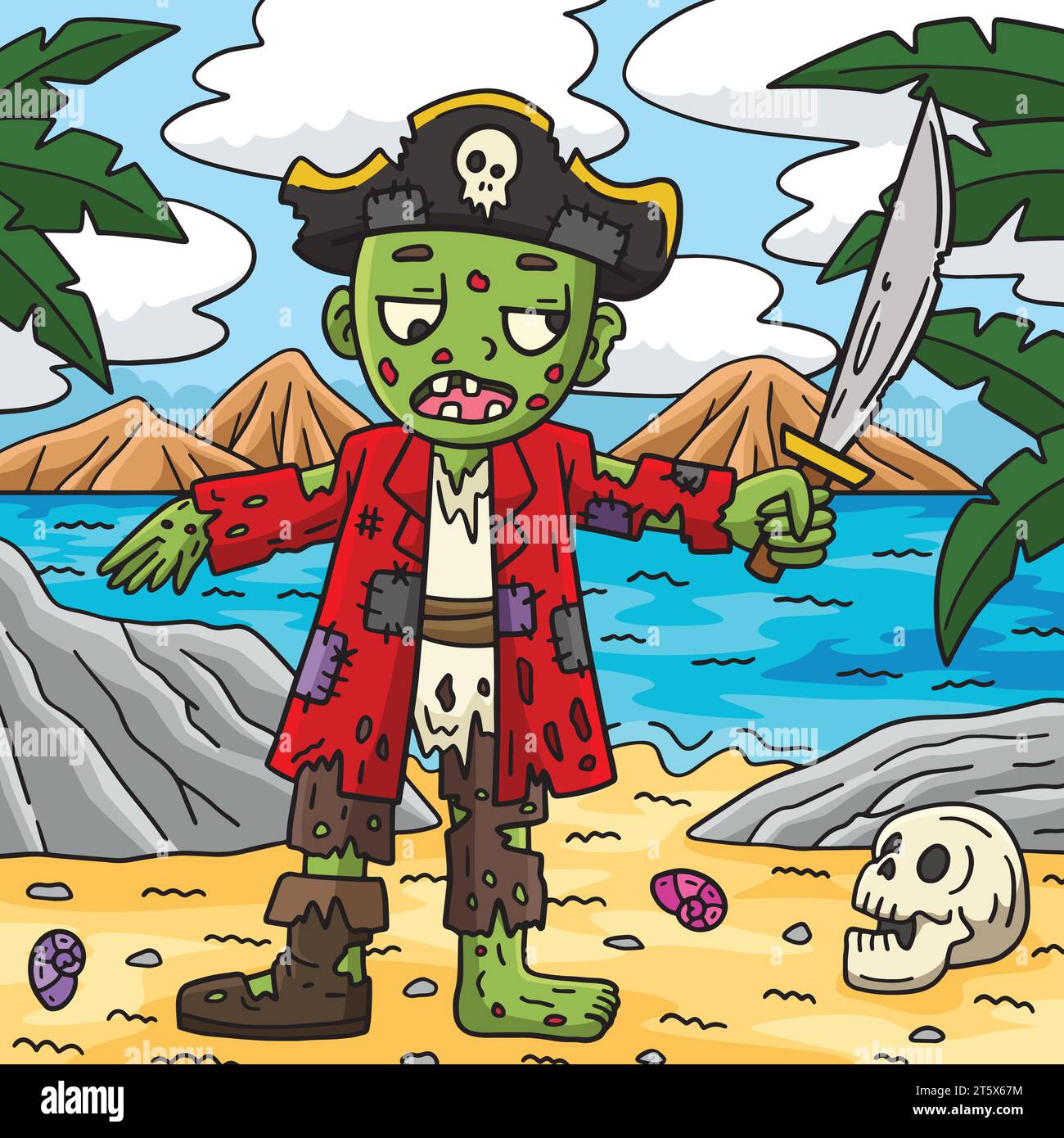 Pirate Zombie Colored Cartoon Illustration Stock Vector Image & Art - Alamy