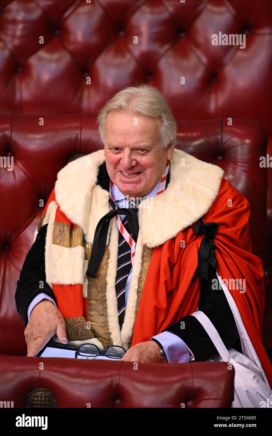Lord Michael Grade awaits the start of the State Opening of Parliament ...