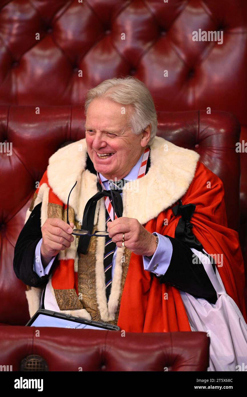 Lord Michael Grade awaits the start of the State Opening of Parliament ...