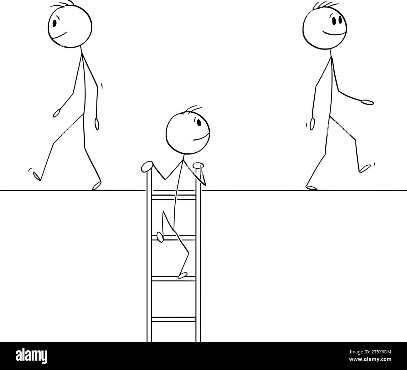 Get on Another Level of Success, Vector Cartoon Stick Figure ...