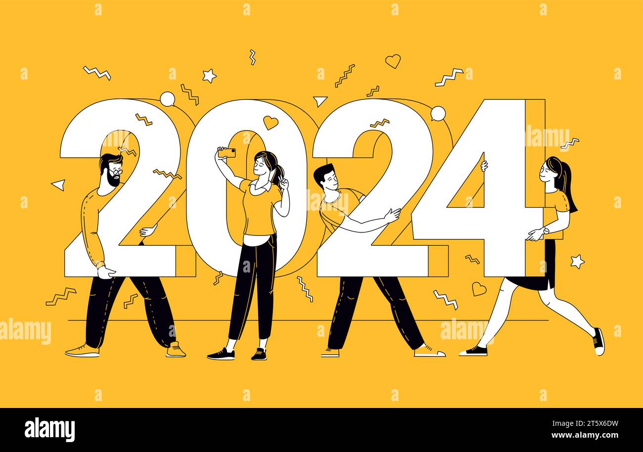 Inscription 2024 new year Stock Vector Images - Alamy