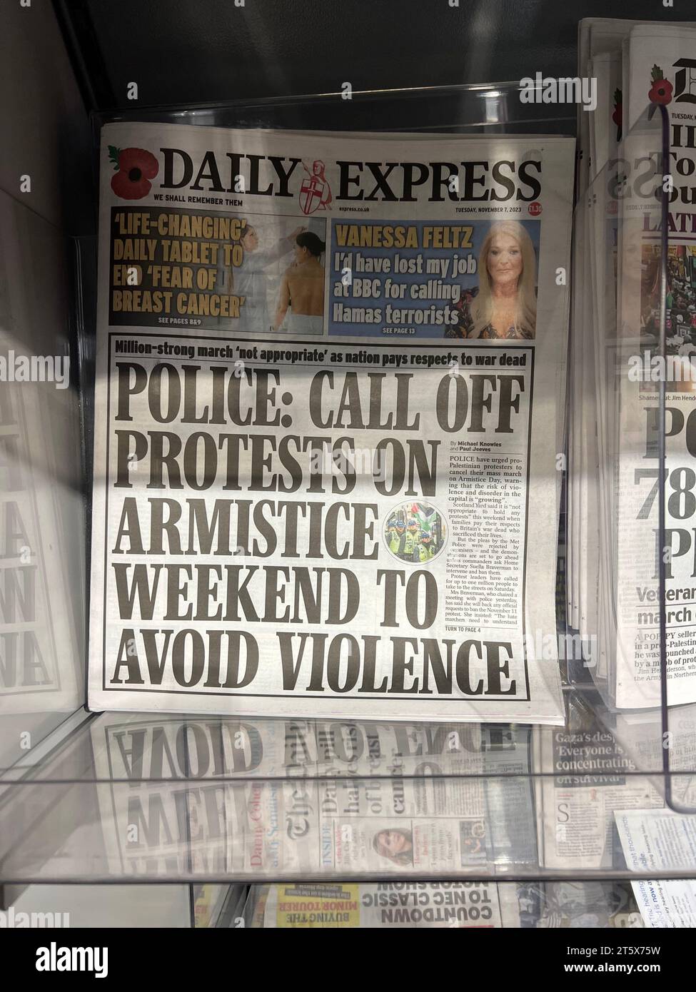 07/11/23 - The front page of popular UK Newspaper "Daily Express" the ...