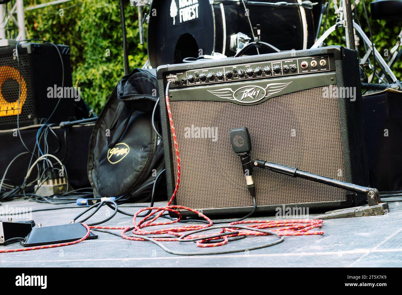 A Peavey ValveKing 112 guitar amp combo on stage ready for a live ...