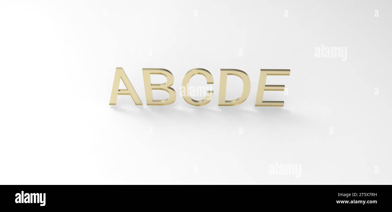 3D font "ABCDE" in white background, computer generated images Stock ...