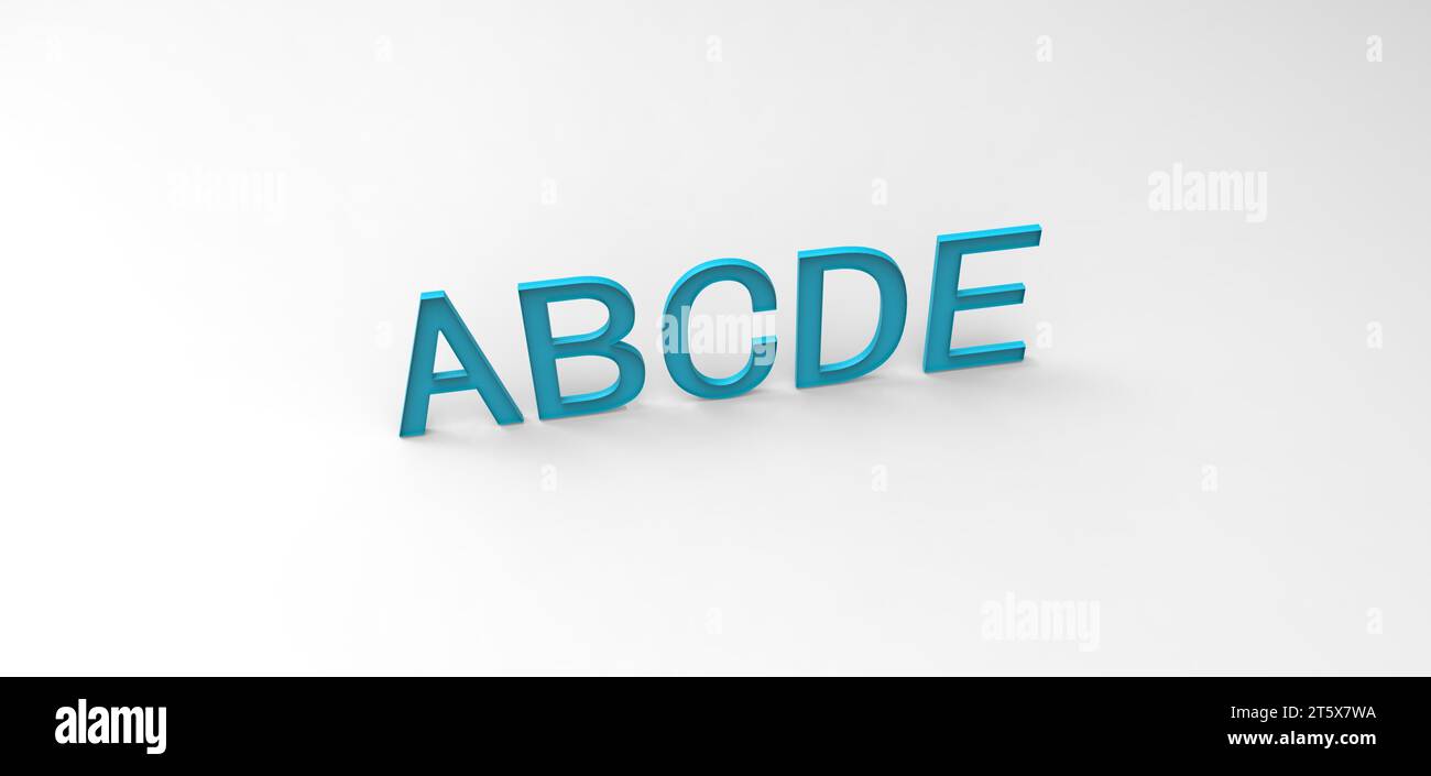 3D font "ABCDE" in white background, computer generated images Stock ...