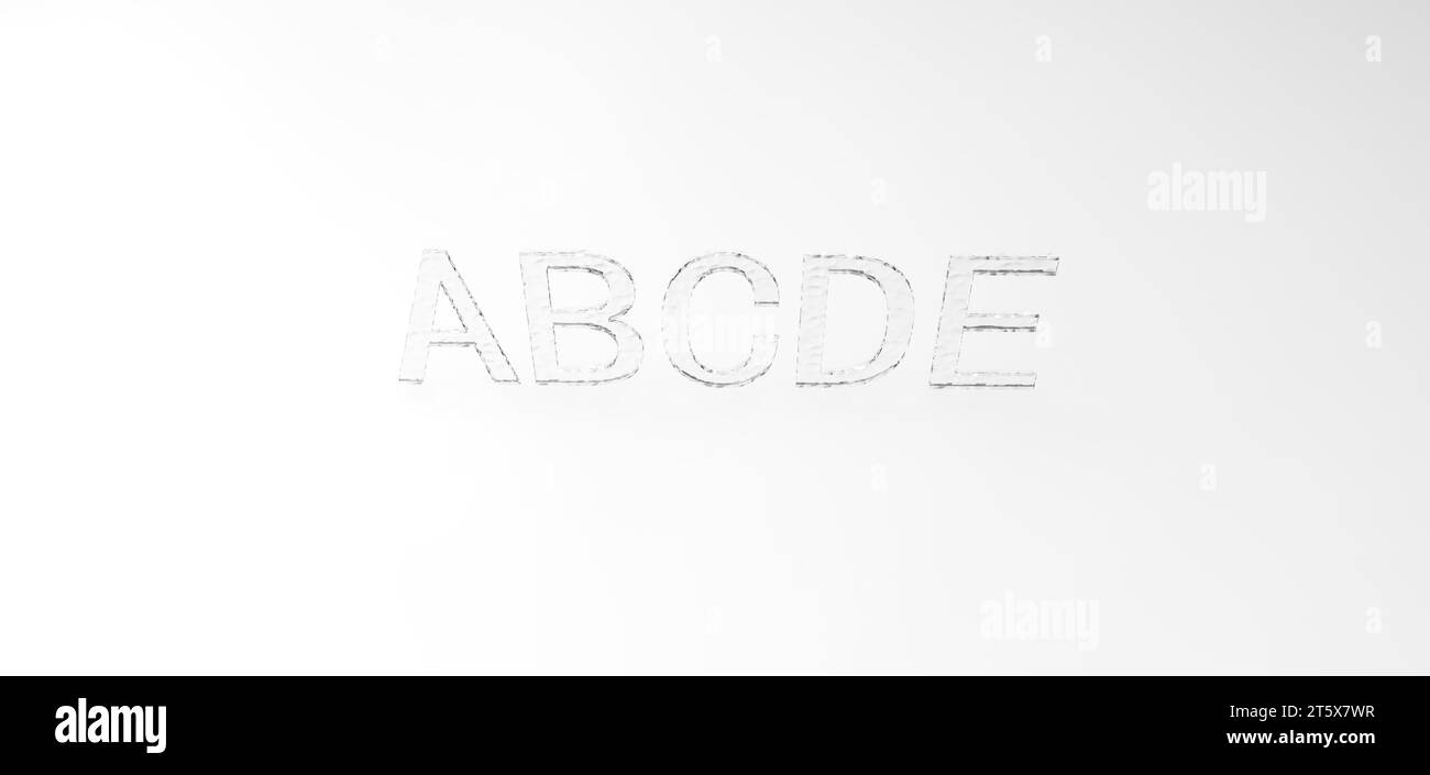 3D font "ABCDE" in white background, computer generated images Stock ...