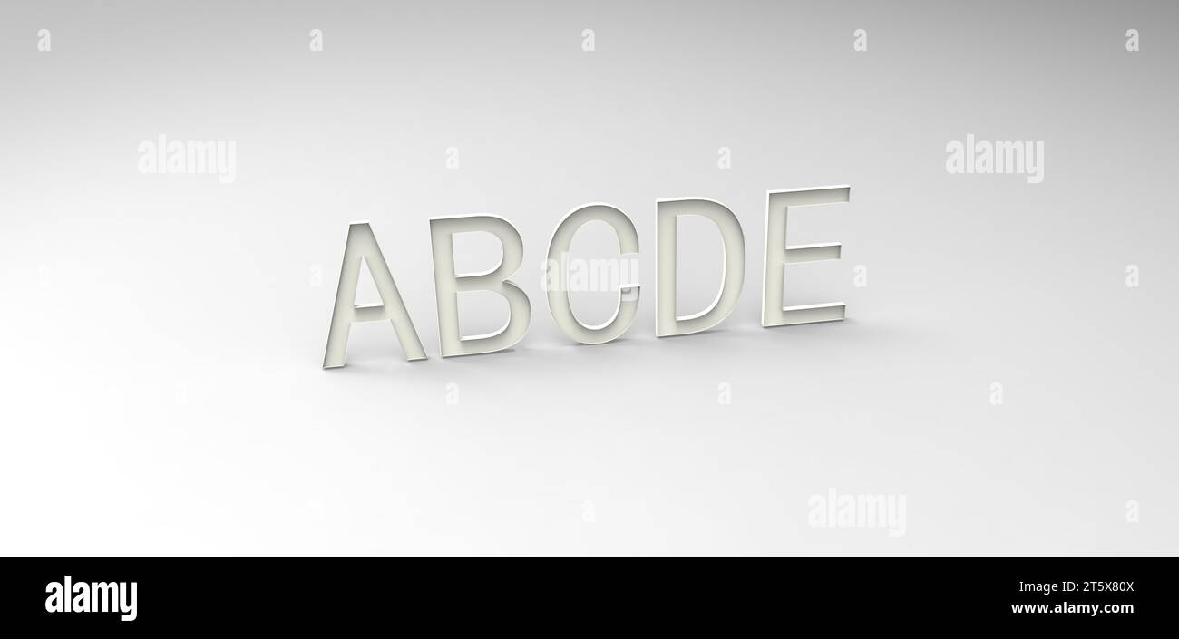 3D font "ABCDE" in white background, computer generated images Stock ...