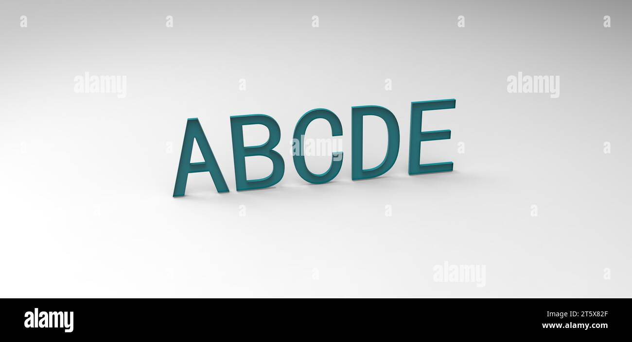 3D font "ABCDE" in white background, computer generated images Stock Photo - Alamy